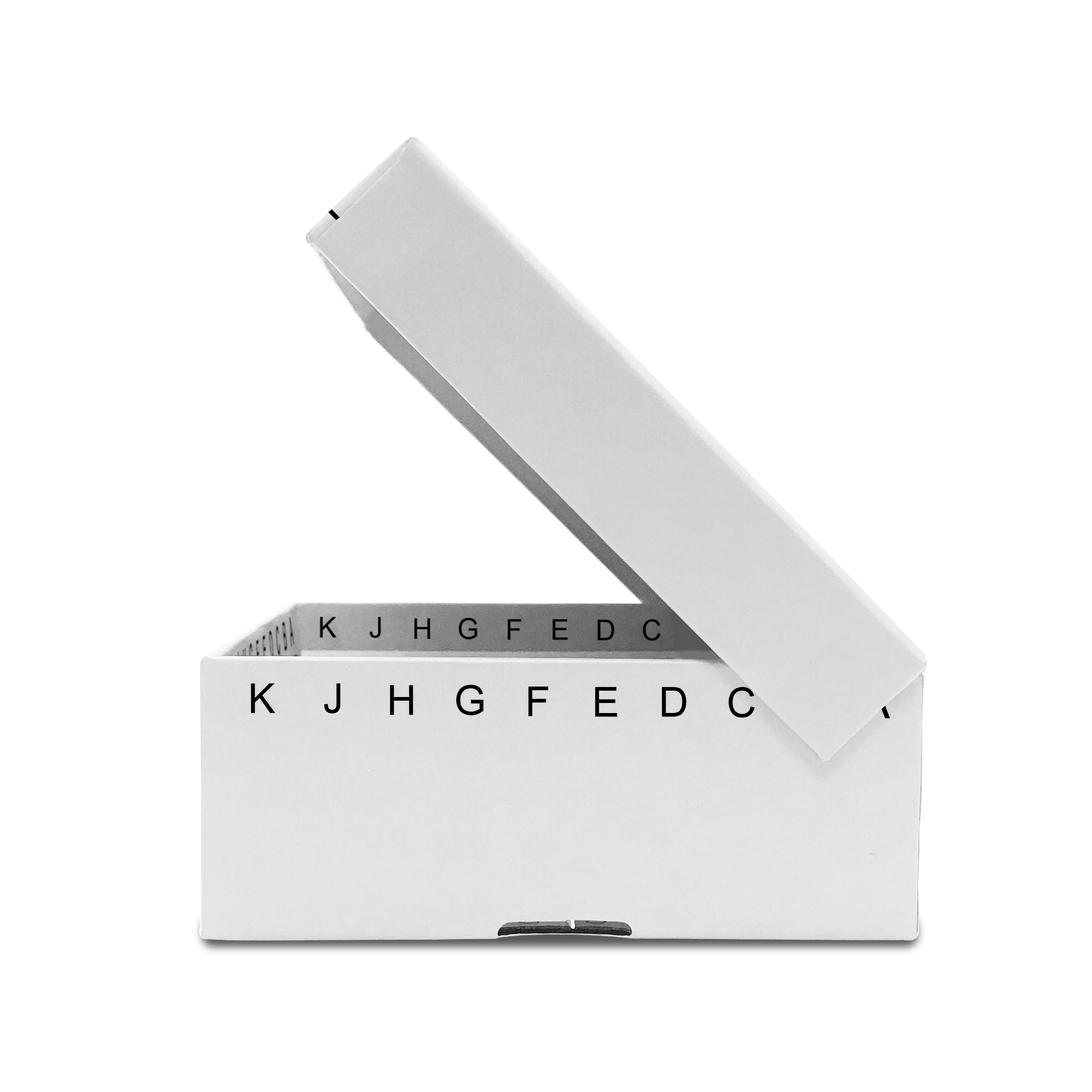 2" Fiberboardd Boxes | Hinged Lid With Gridlines | 81 Cell Dividers | White