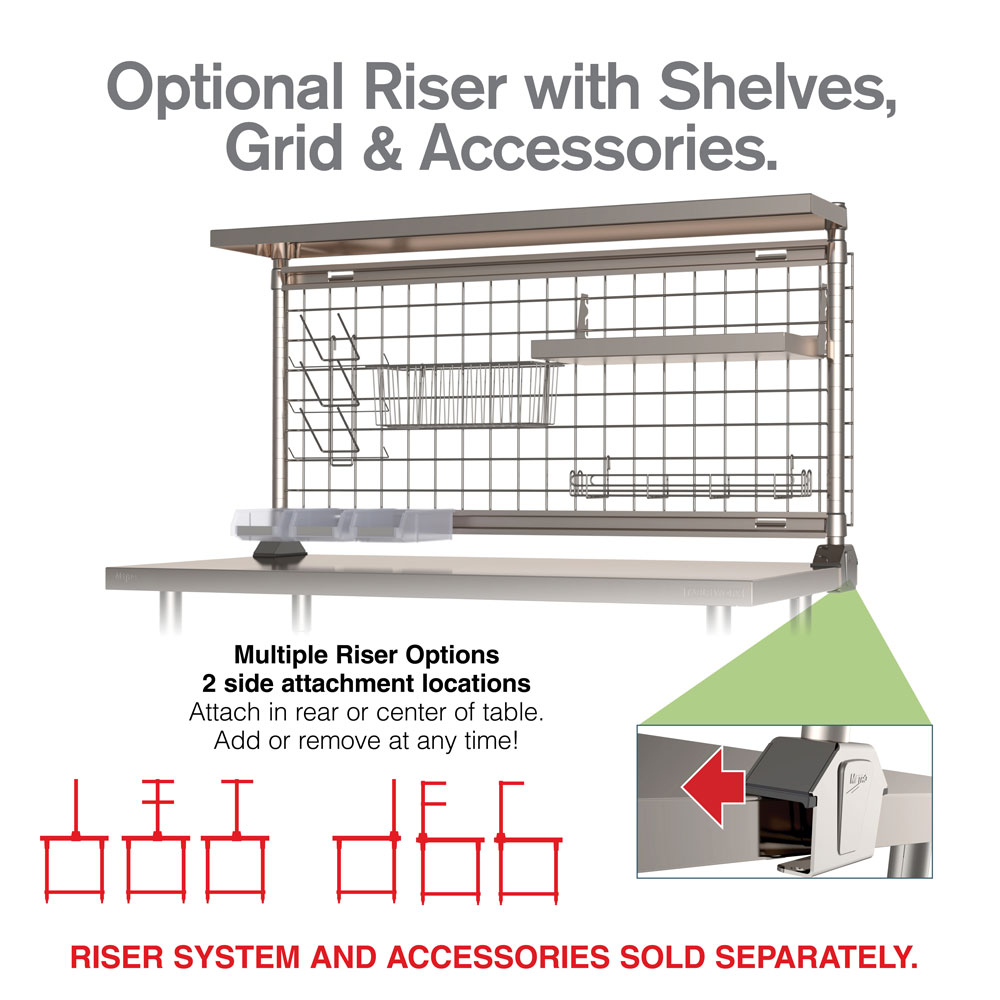 Metro TableWorx? Stainless-Steel Laboratory Work Tables 3-Sided Frame ...