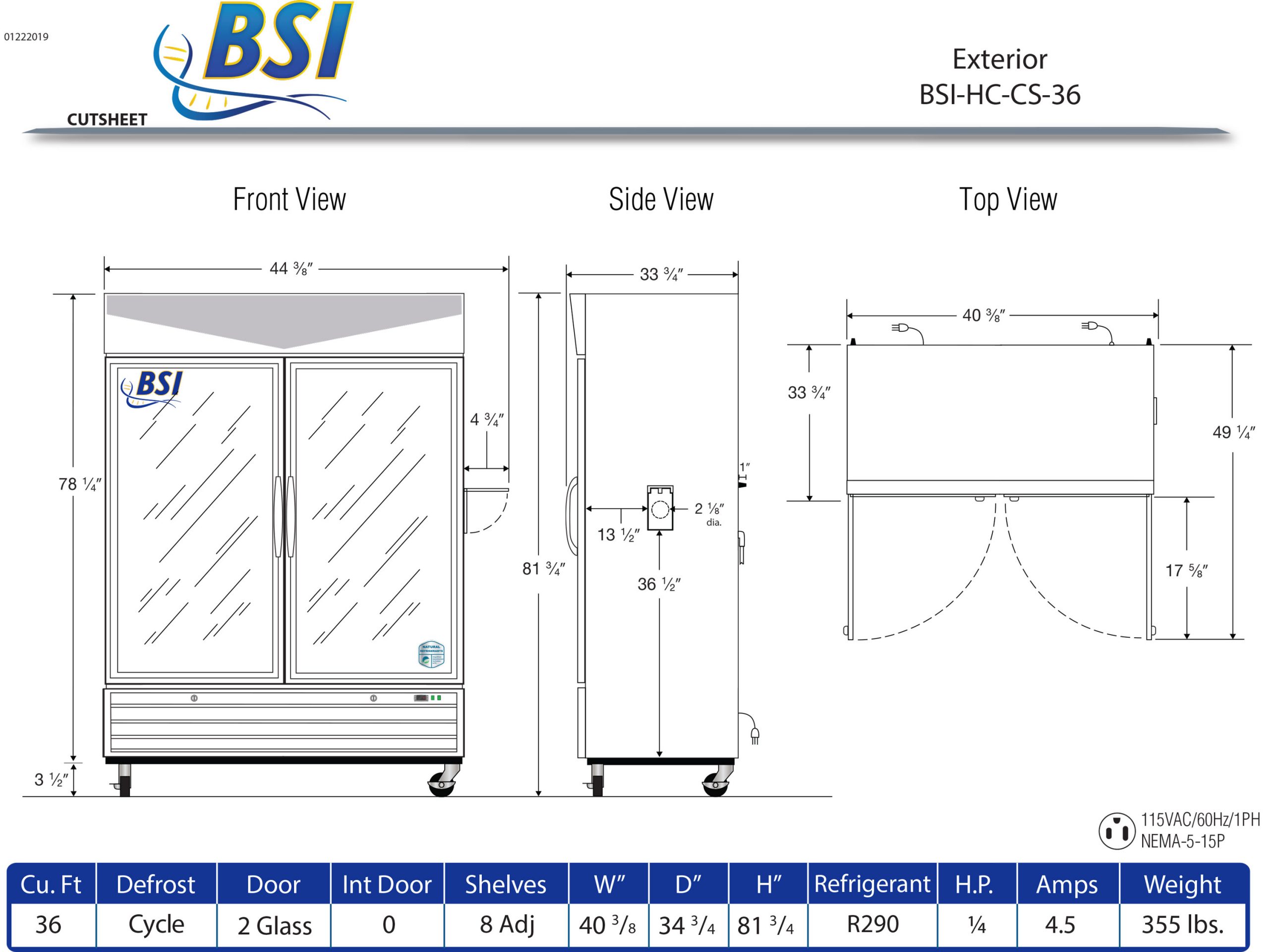 BSI Standard Series Hinged Glass Door Chromatography Refrigerator | 36 ...