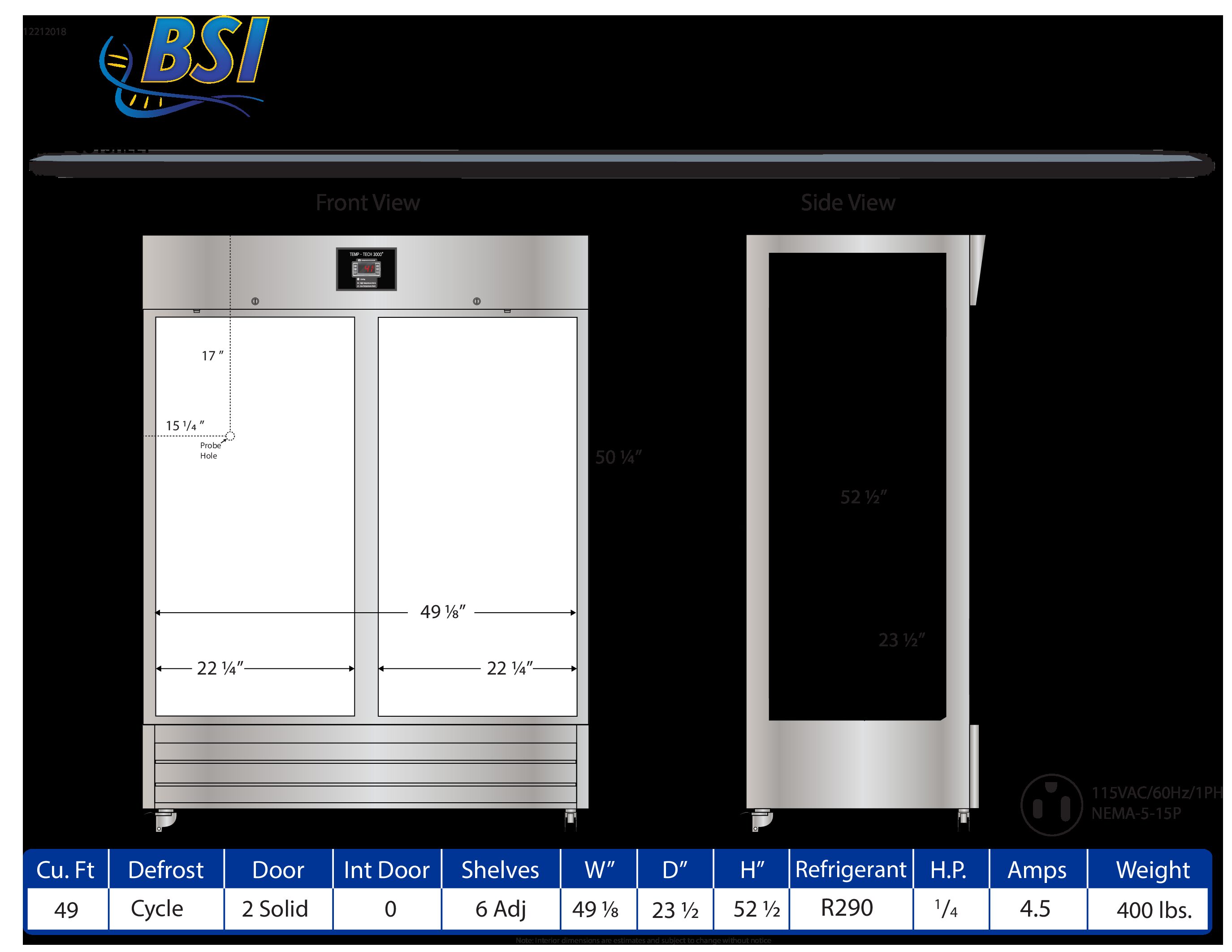 BSI Silver Series Stainless Steel Pharmacy Refrigerator | 49 Cu. Ft ...