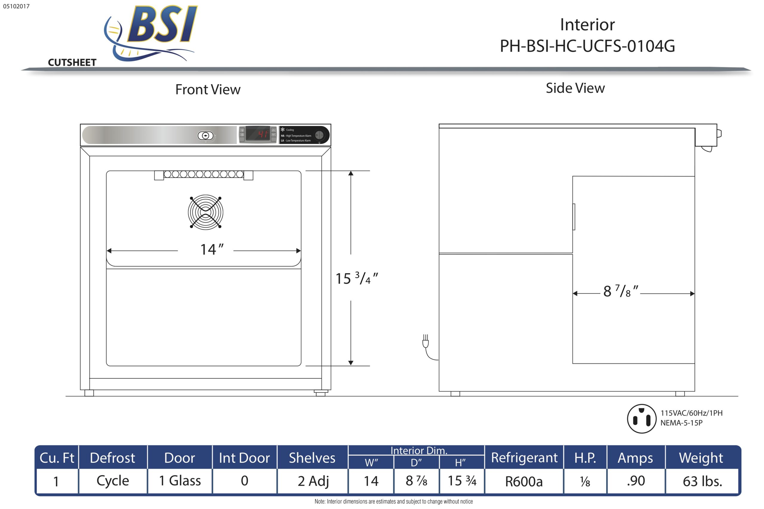 BSI Glass Door Compact Pharmacy Vaccine Refrigerator | 1 Cu. Ft ...