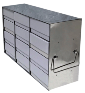 Stainless Upright Freezer Racks for 3 Inch Boxes
