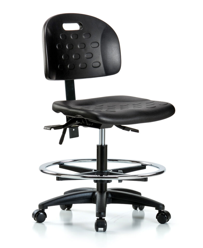 Black Polyurethane Laboratory Chair | Medium Bench Height with Seat ...